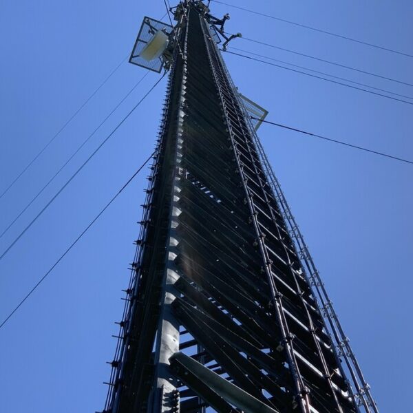 Galvanic corrosion protection for high-voltage poles and towers.