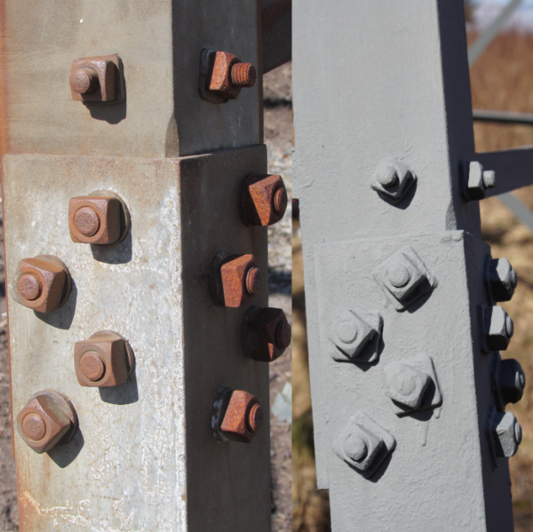 Galvanic corrosion protection for high-voltage poles and towers.
